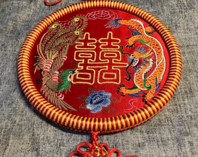 Dragon and Phoenix Ornament Red Round Hanging Decorative - Etsy