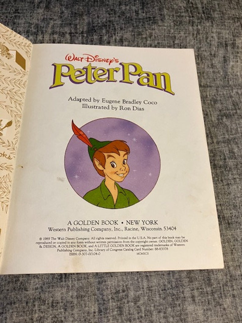 Disney Peter Pan Golden Book 1988 Hardcover - Etsy