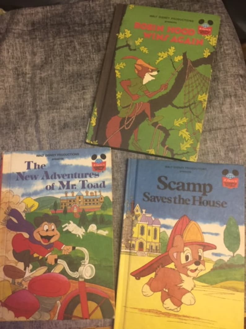 Walt Disney Children's Books Robin Hood Scamp Mr. Toad Set of Three ...