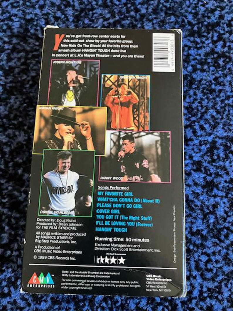 New Kids on the Block Hangin' Tough VHS Music Film Cassette Collectible ...