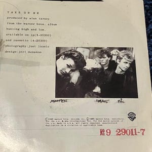 A-ha Take on Me Classic 45 RPM Vinyl Record Single Original Dust Jacket ...