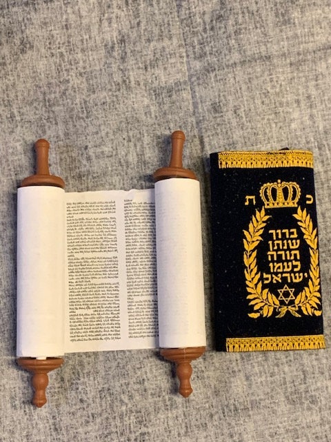 Small Torah Scroll Religious Utility Judaica With Velvet Cover Hebrew ...