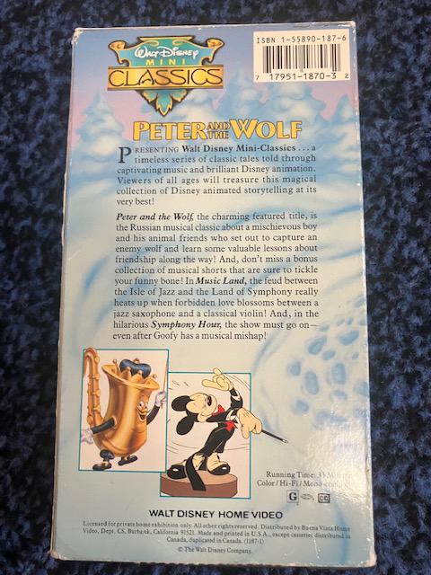 Walt Disney Peter And The Wolf Vhs Classic Children S Cartoon Film Etsy