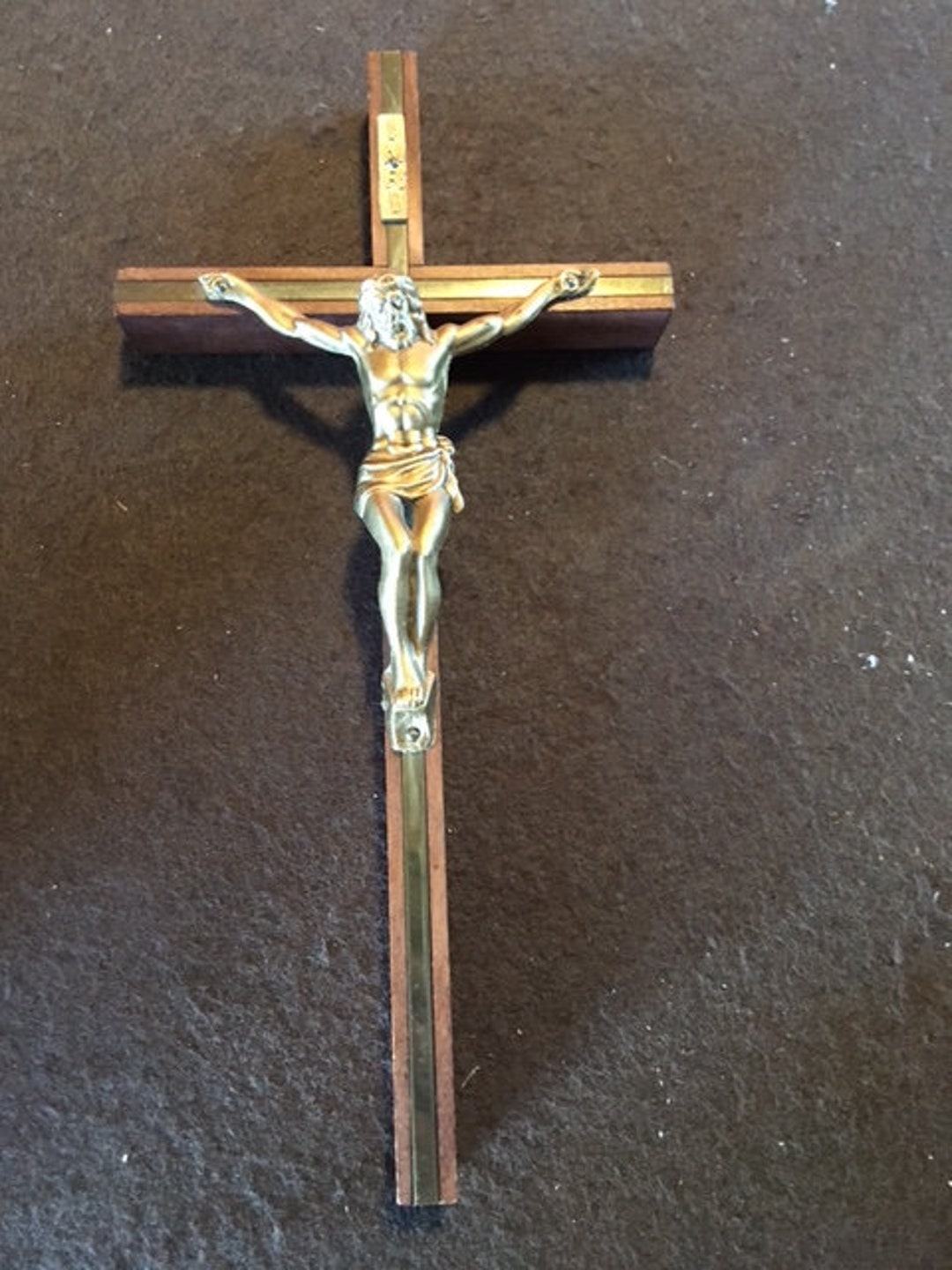 Crucifix - Hard Wood With Metal Inlay - Etsy