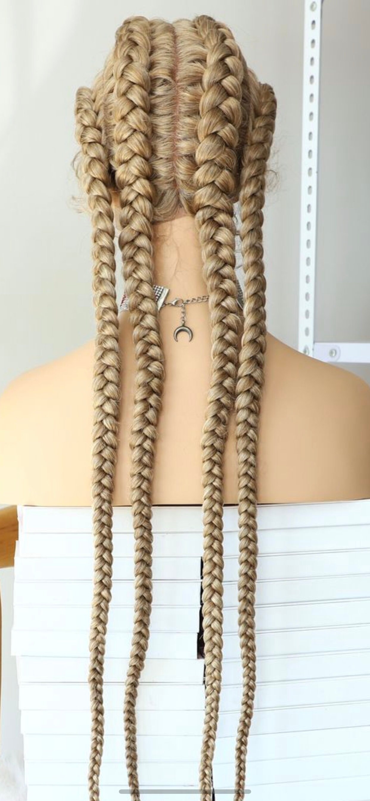 Blesswig/:blonde Braided Conrow Pigtail Hand Braided Full Lace - Etsy