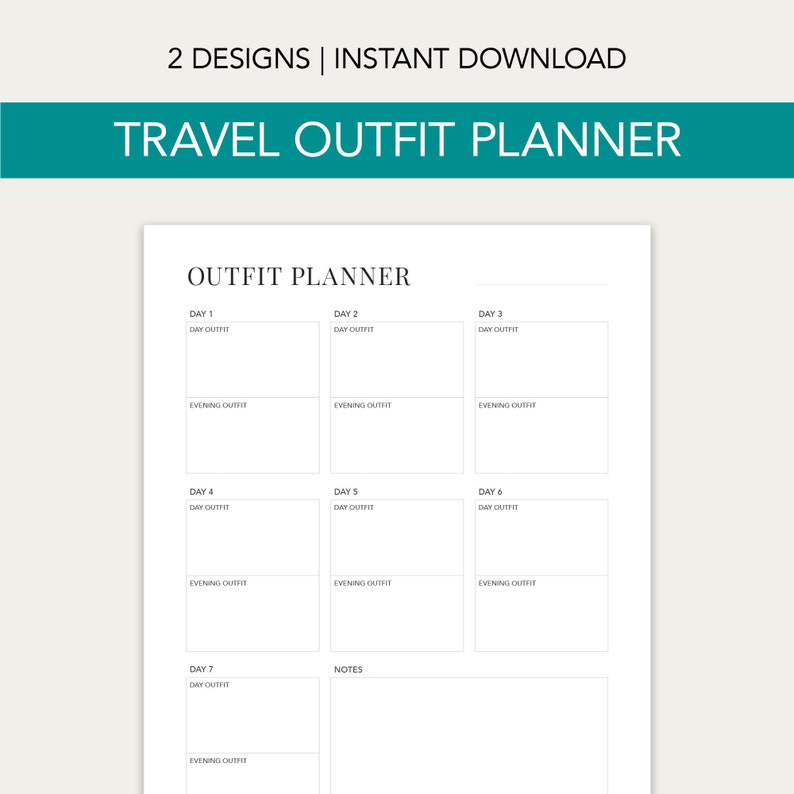 Printable Travel Outfit Planner - Etsy
