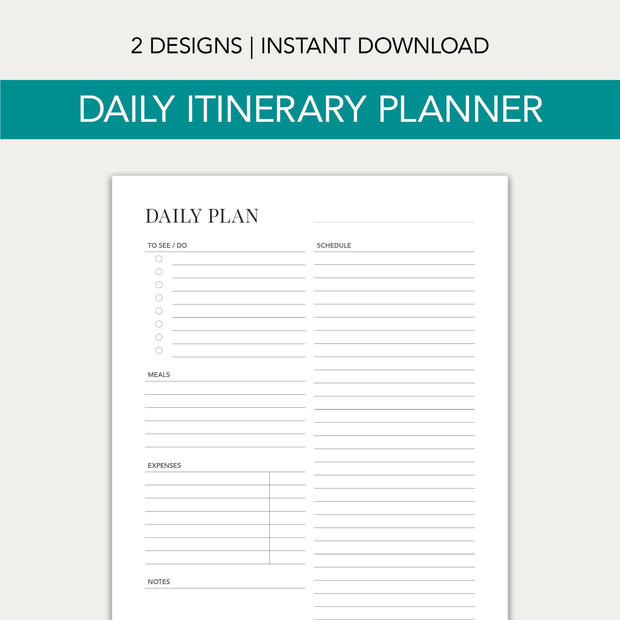 Printable Daily Itinerary Planner - Etsy