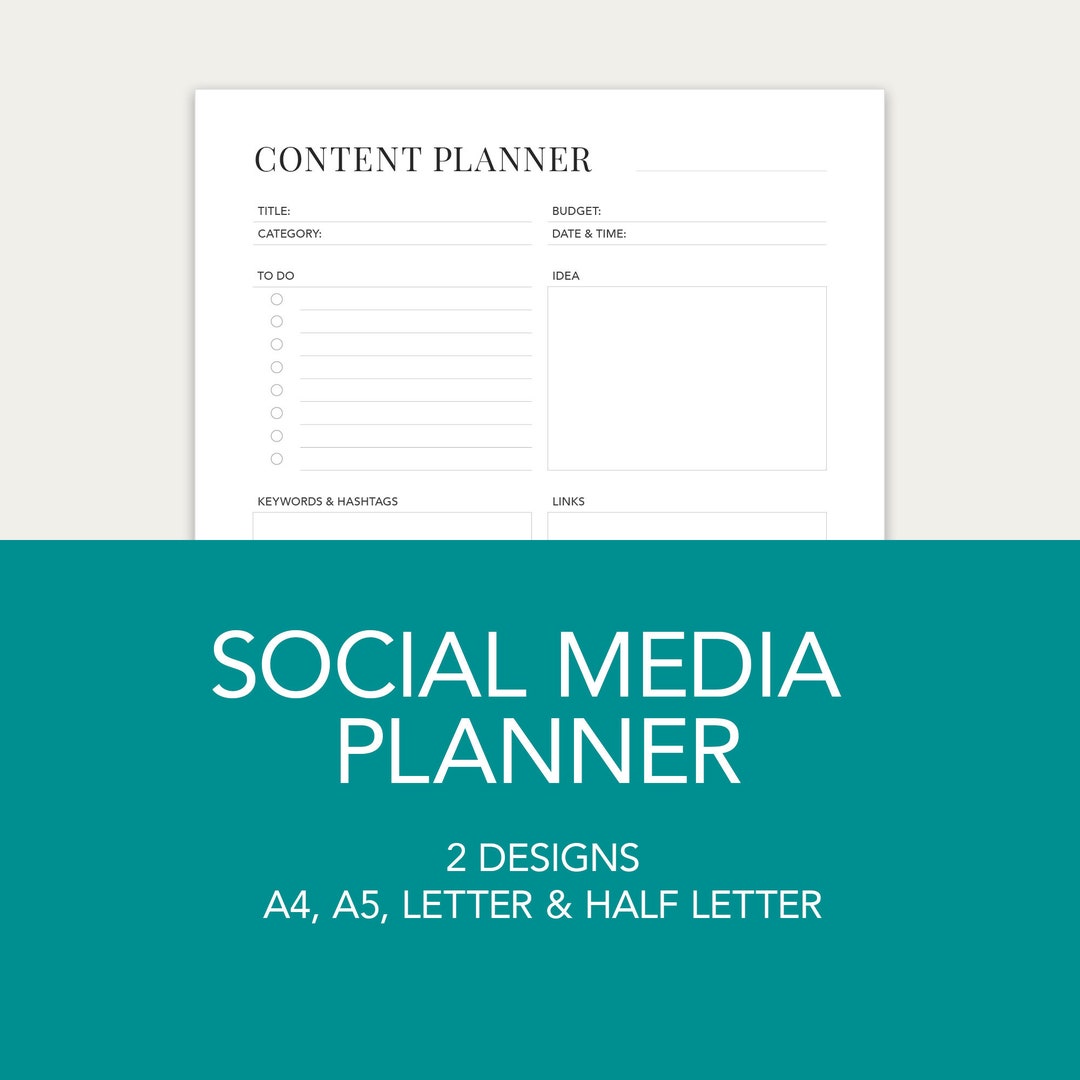 Printable Social Media Planner - Etsy
