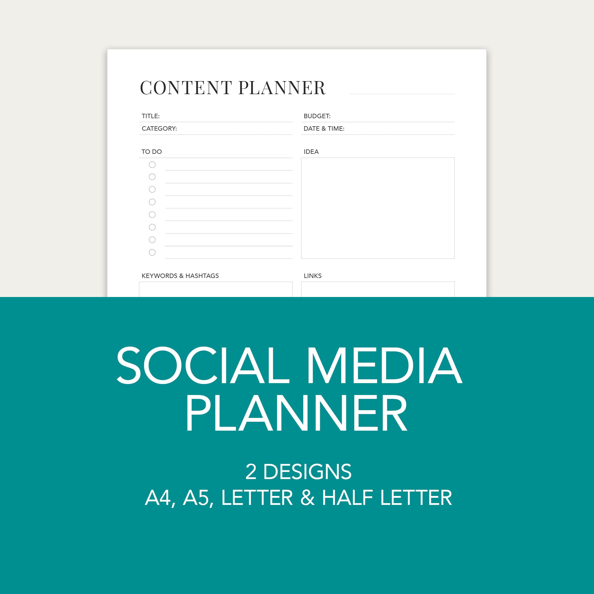 Printable Social Media Planner - Etsy