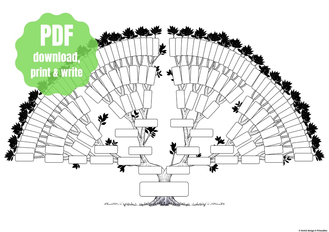 Family Tree Chart, 6 Generation Family Tree Template PDF, 7 Generation ...