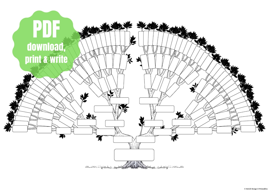 Family Tree Chart, 6 Generation Family Tree Template PDF, 7 Generation ...