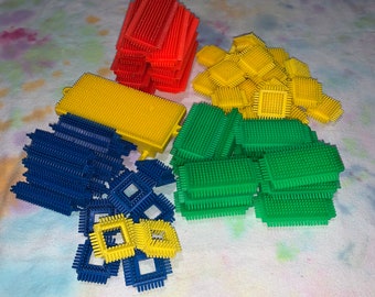 Playskool Bristle Blocks 64 Piece Set Vintage 1970's Toy Blocks Vintage ...