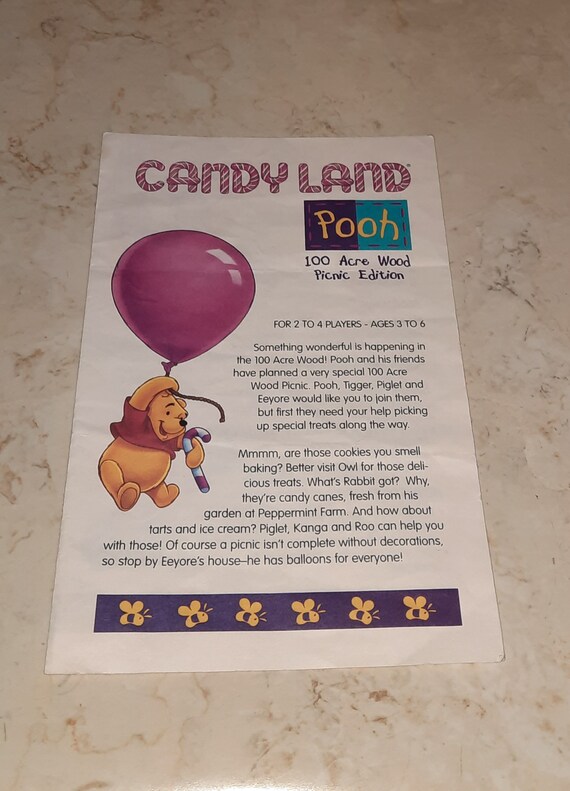 Vintage 1998 Winnie the Pooh Candyland Board Game Replacement - Etsy