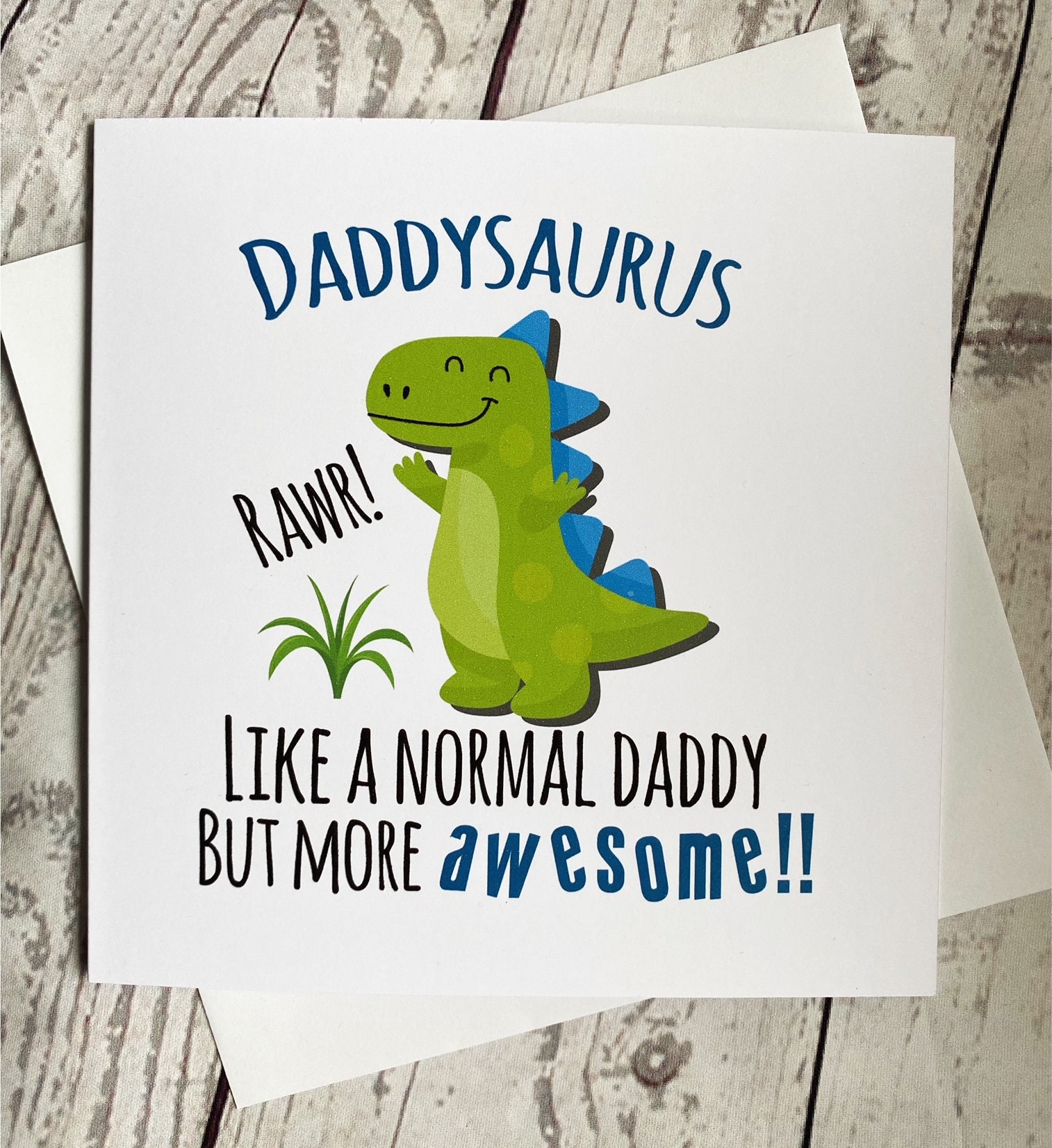 Dinosaur Daddysaurus Fathers day card Childrens Fathers Day | Etsy