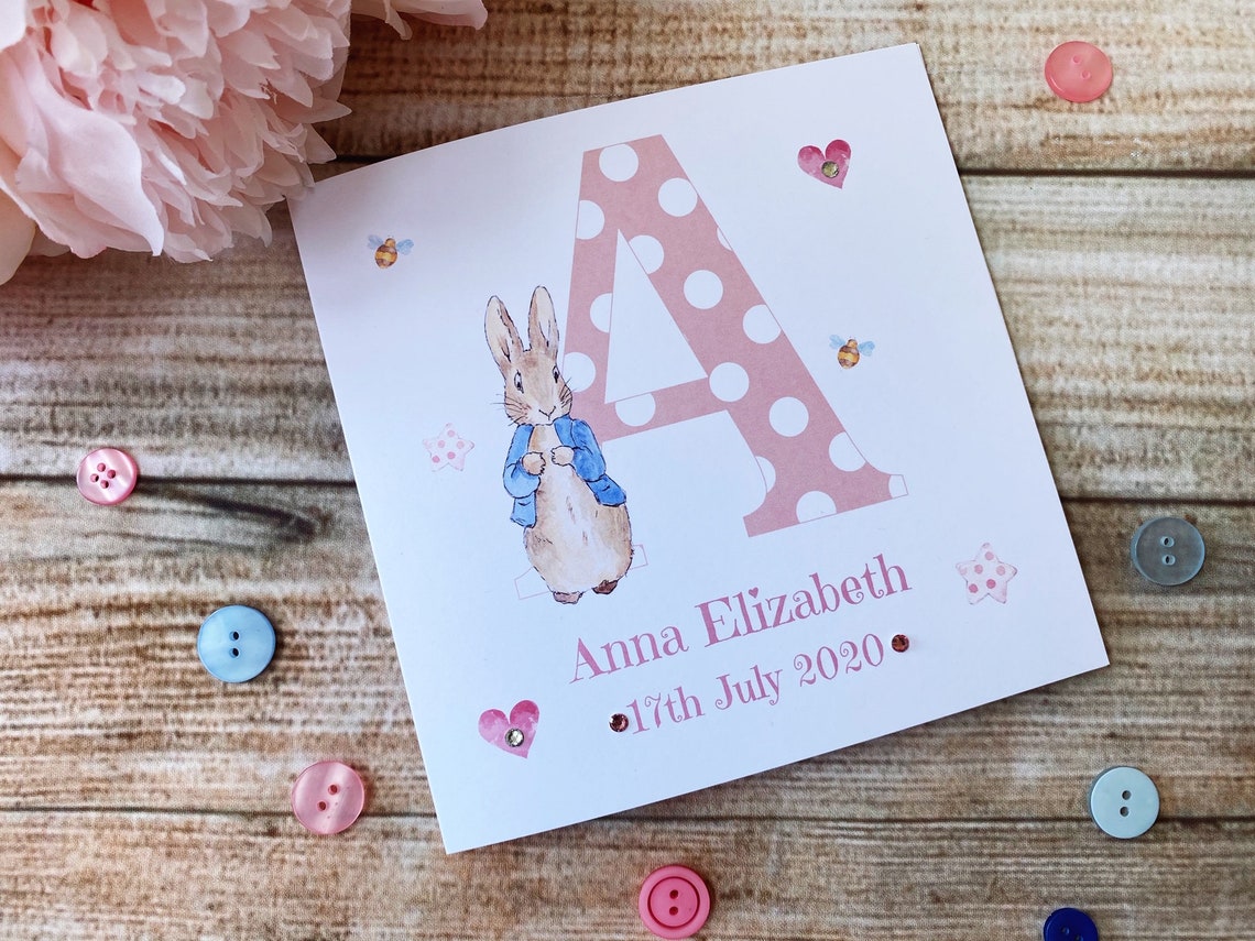 Personalised Peter Rabbit new Baby Boy/Girl Card. Welcome To | Etsy