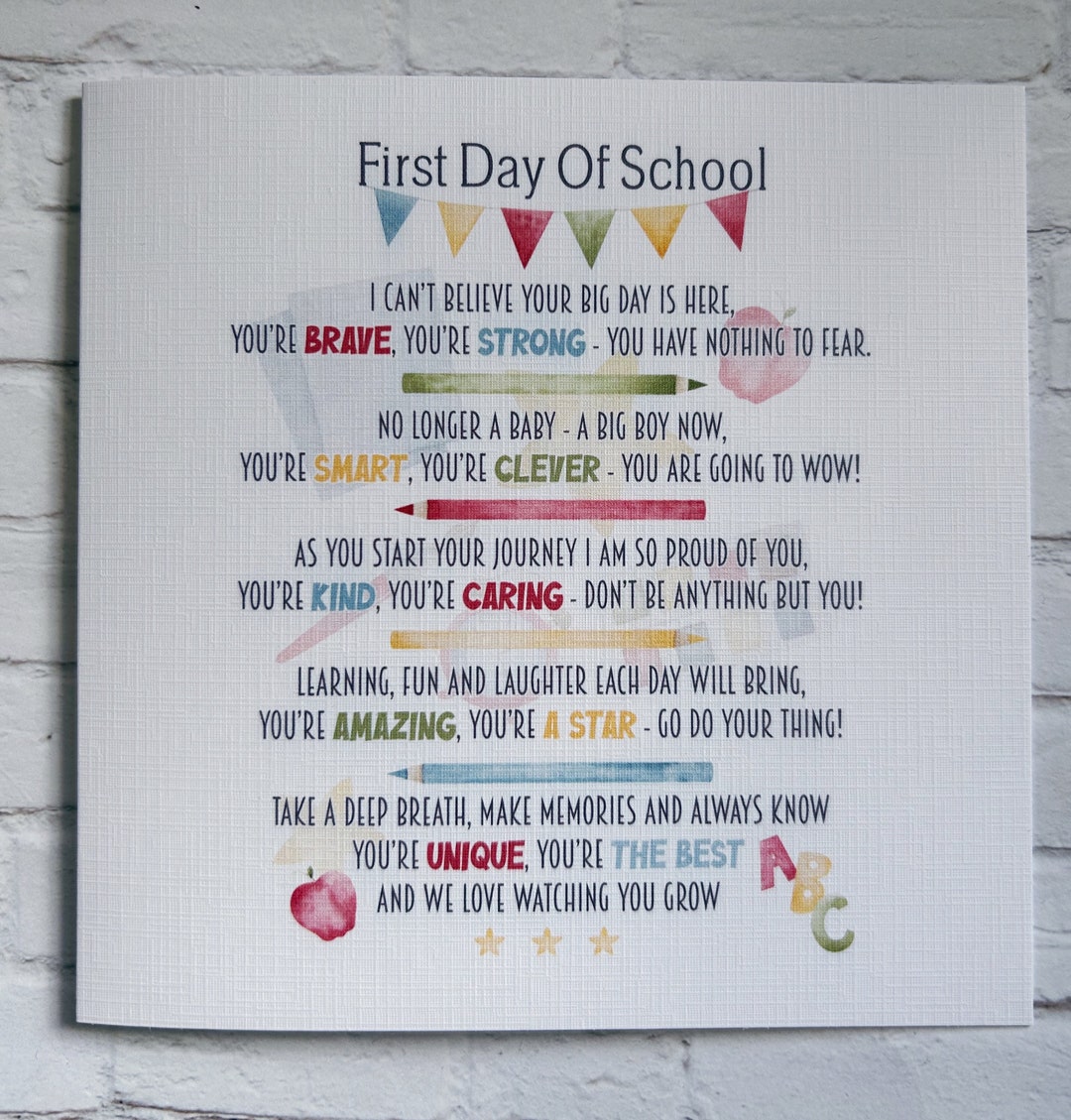First Day of School Card Reception Card New School Card Starting School ...
