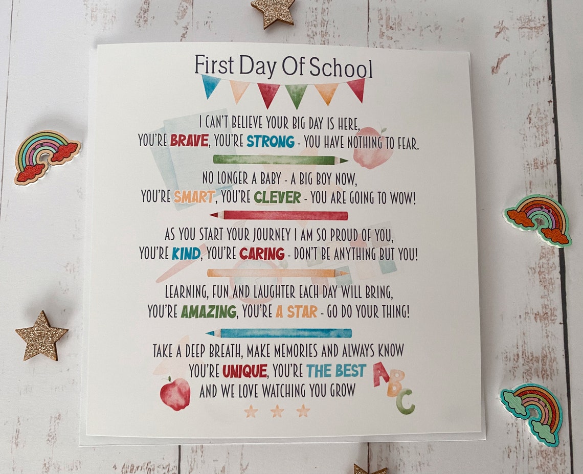 First Day of School Card Reception Card New School Card - Etsy