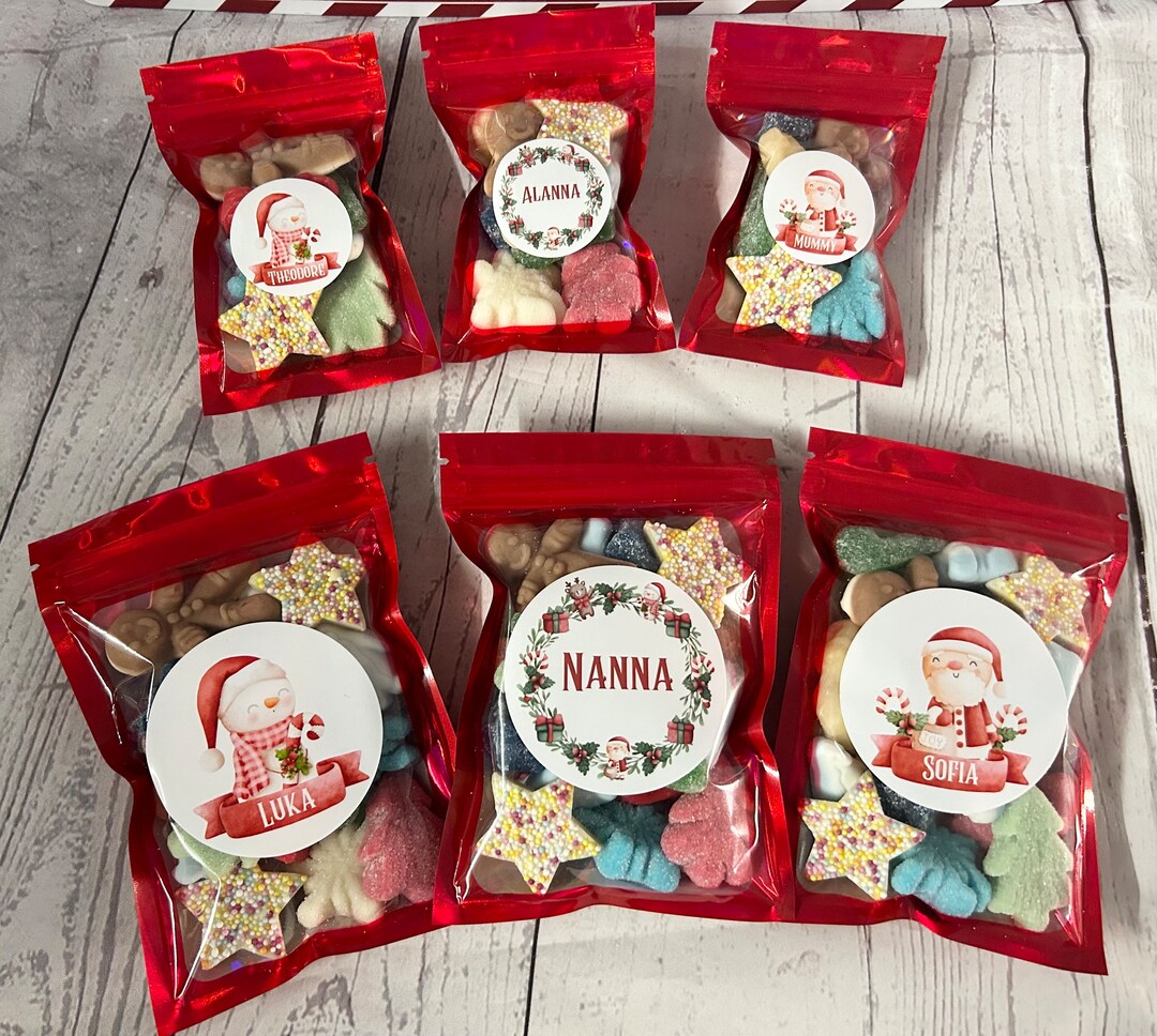 Personalised Mini Christmas Sweet Treat Pouch Christmas Eve Box Fillers ...