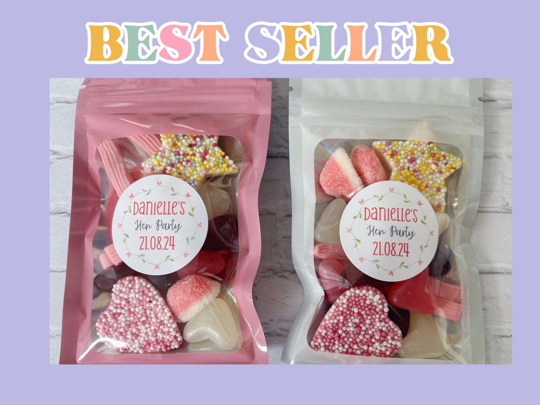 Personalised Hen Party Sweets Candy Pouches Hen Party Favours Treat ...