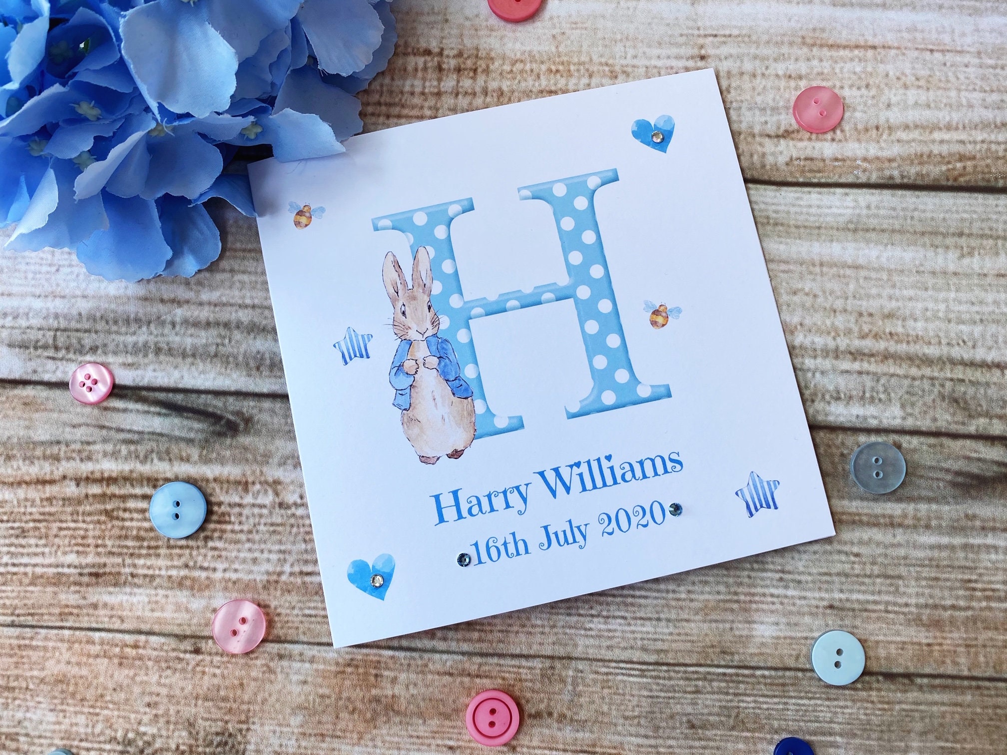Personalised Peter Rabbit new Baby Boy/Girl Card. Welcome To | Etsy
