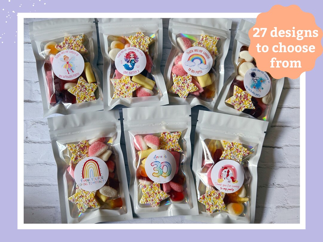 Personalised Birthday Sweets Party Bag Sweets Rainbow Mermaid Unicorn ...
