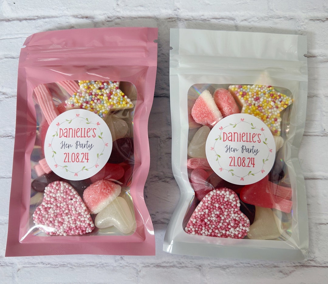 Personalised Hen Party Sweets Candy Pouches Hen Party Favours Treat ...