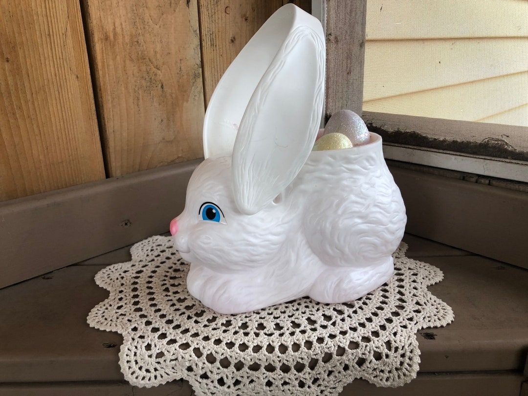 Vintage Easter Bunny Rabbit Blow Mold Basket - Etsy