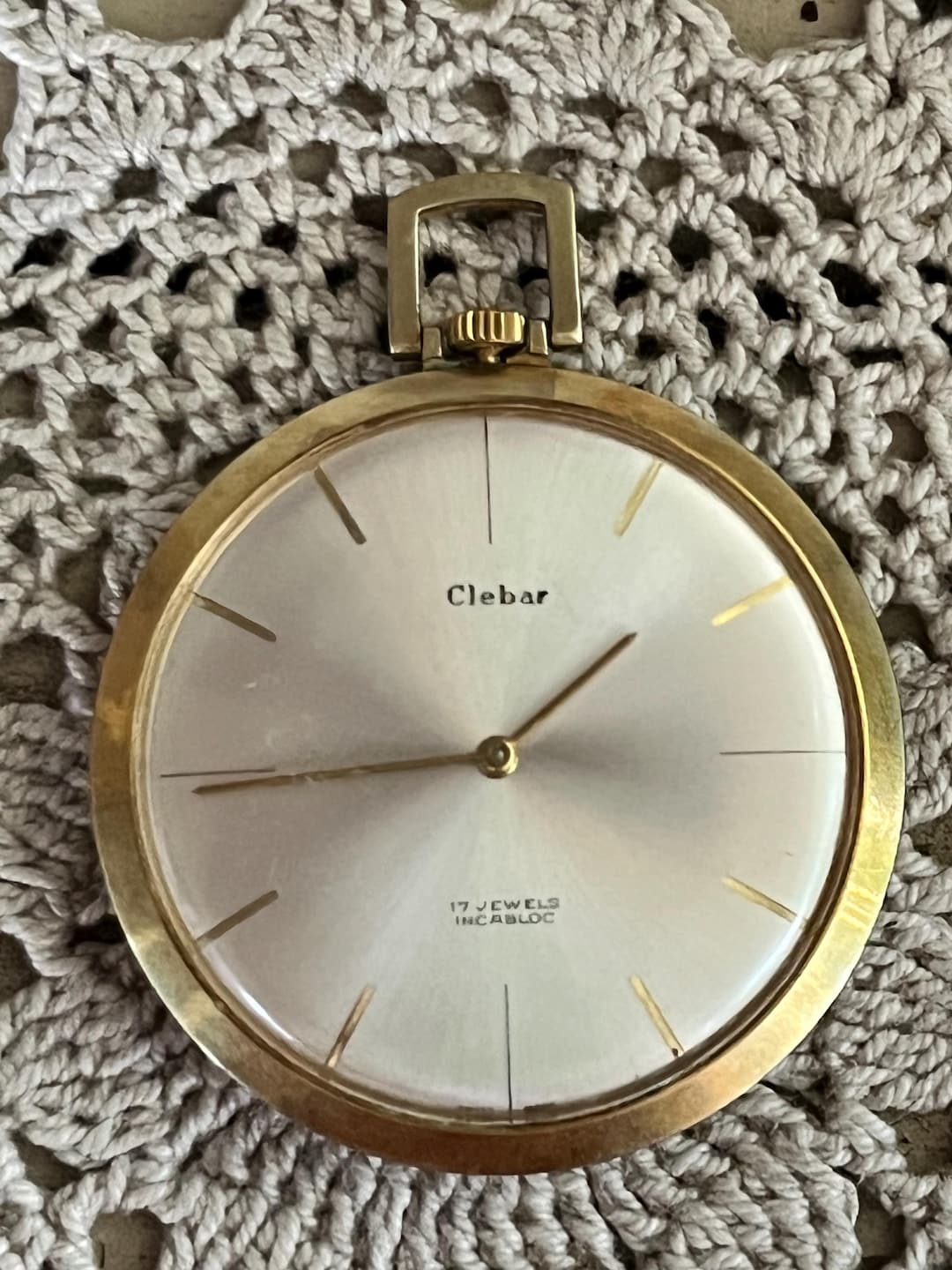 Working 17 Jewels Incabloc Gold Tone Swiss Made Wind up Pocket Watch by ...