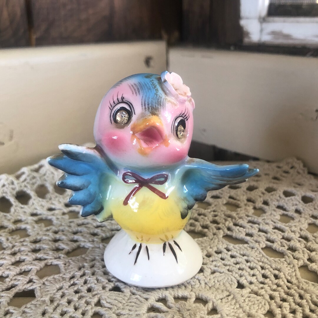 Single Vintage Lefton 6871 Bluebird With Rhinestone Eyes Shaker - Etsy