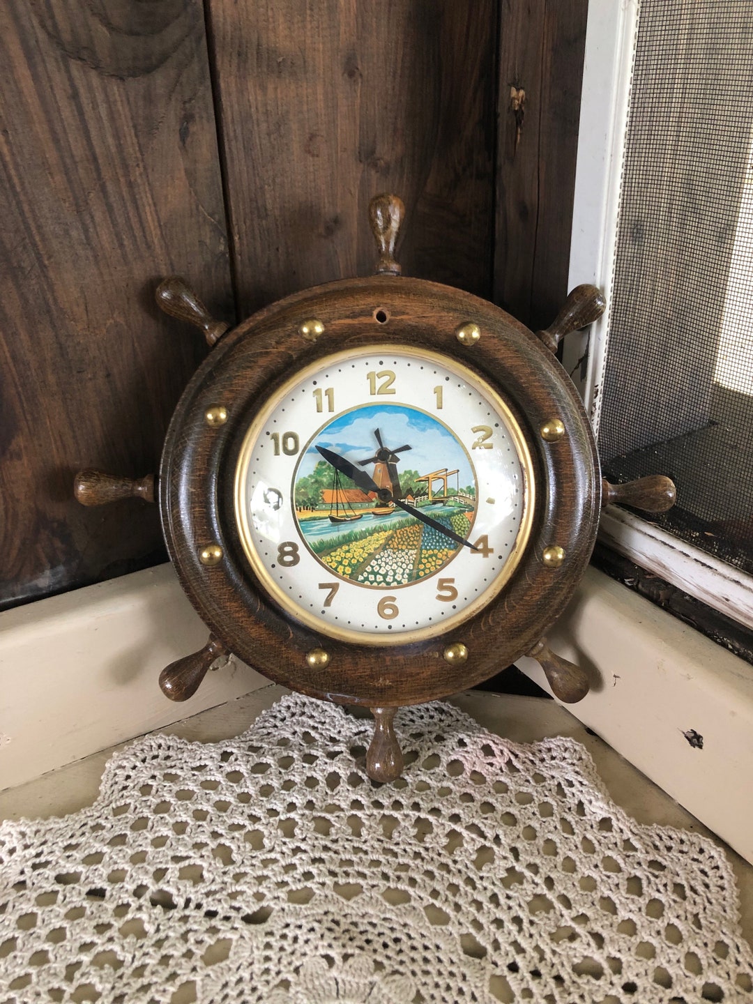 Vintage Animated Wooden Boat Captain Wheel Clock - Etsy
