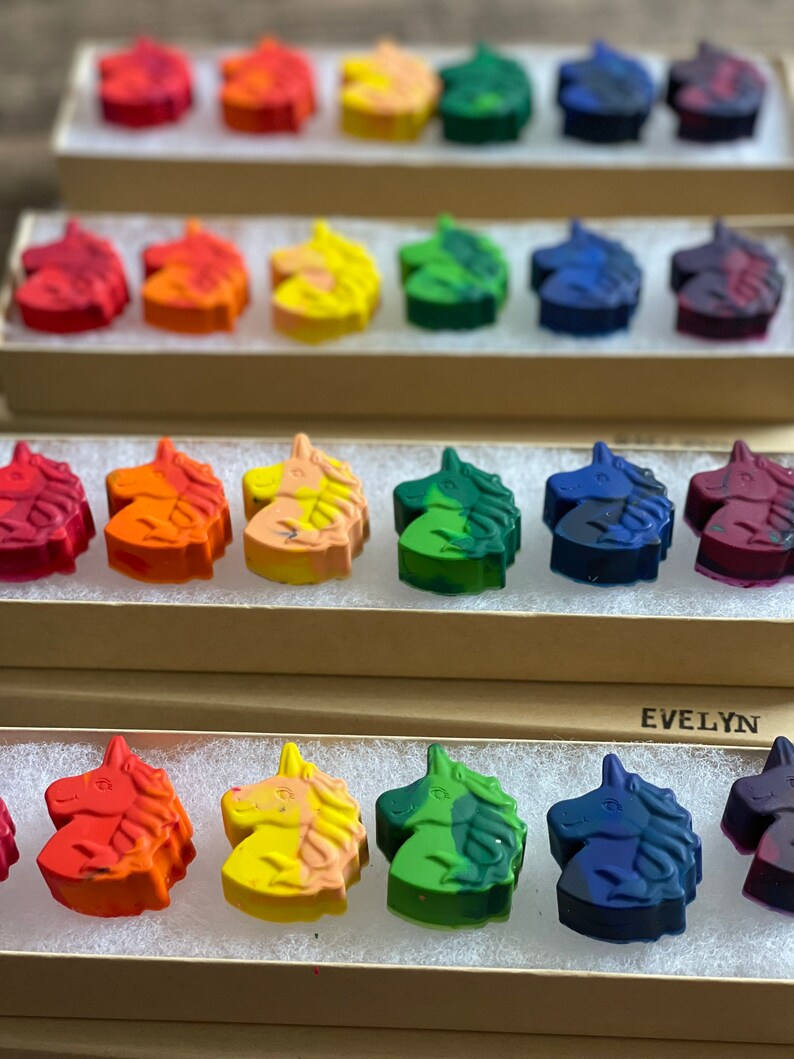 Kids UNICORN Shaped Crayons Set of Six Unicorn Crayons | Etsy