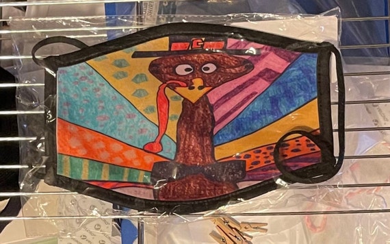 Rainbow Turkey Adult Mask Final Sale - Etsy
