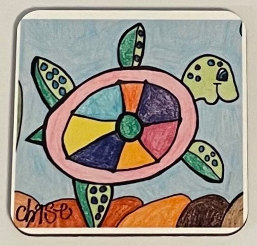 Sheldon the Sea Turtle Coaster - Etsy