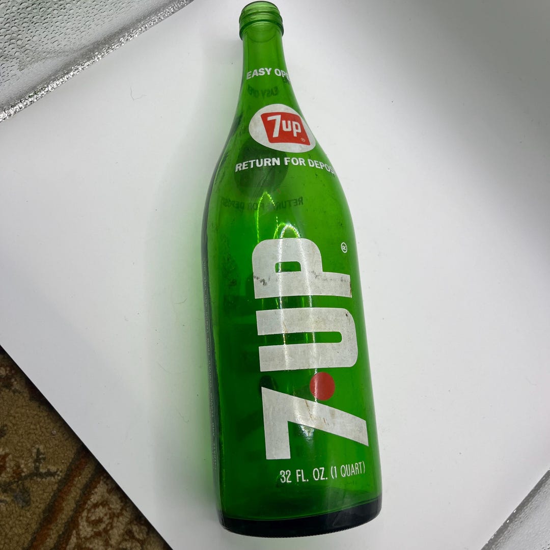 Vintage 1970's 7-up Glass Bottle 32 Ft Oz Green 1 Quart Easy Open - Etsy