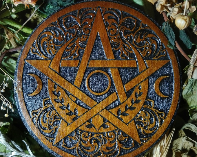Pentacle Altar Plate Pentagram Silver Metal Disc Altar - Etsy