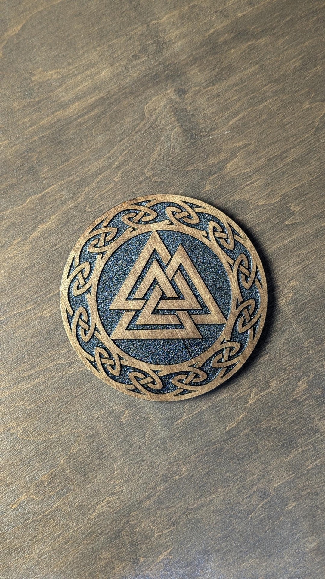 Handmade Wooden Valknut Decor With Norse Knotwork Stained Birch Plywood ...