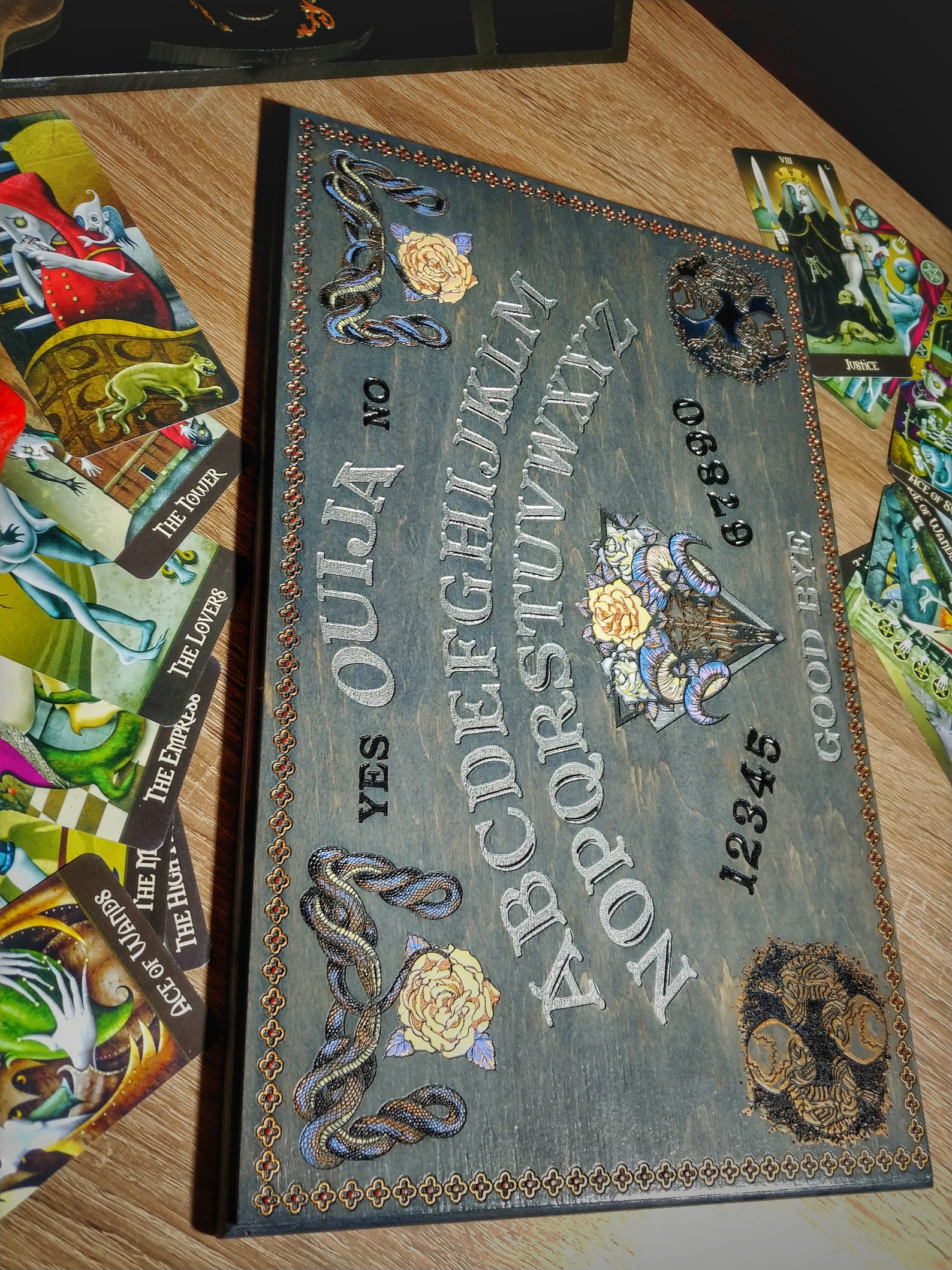 Ouija Board Snake&rose Silver Skull | Etsy