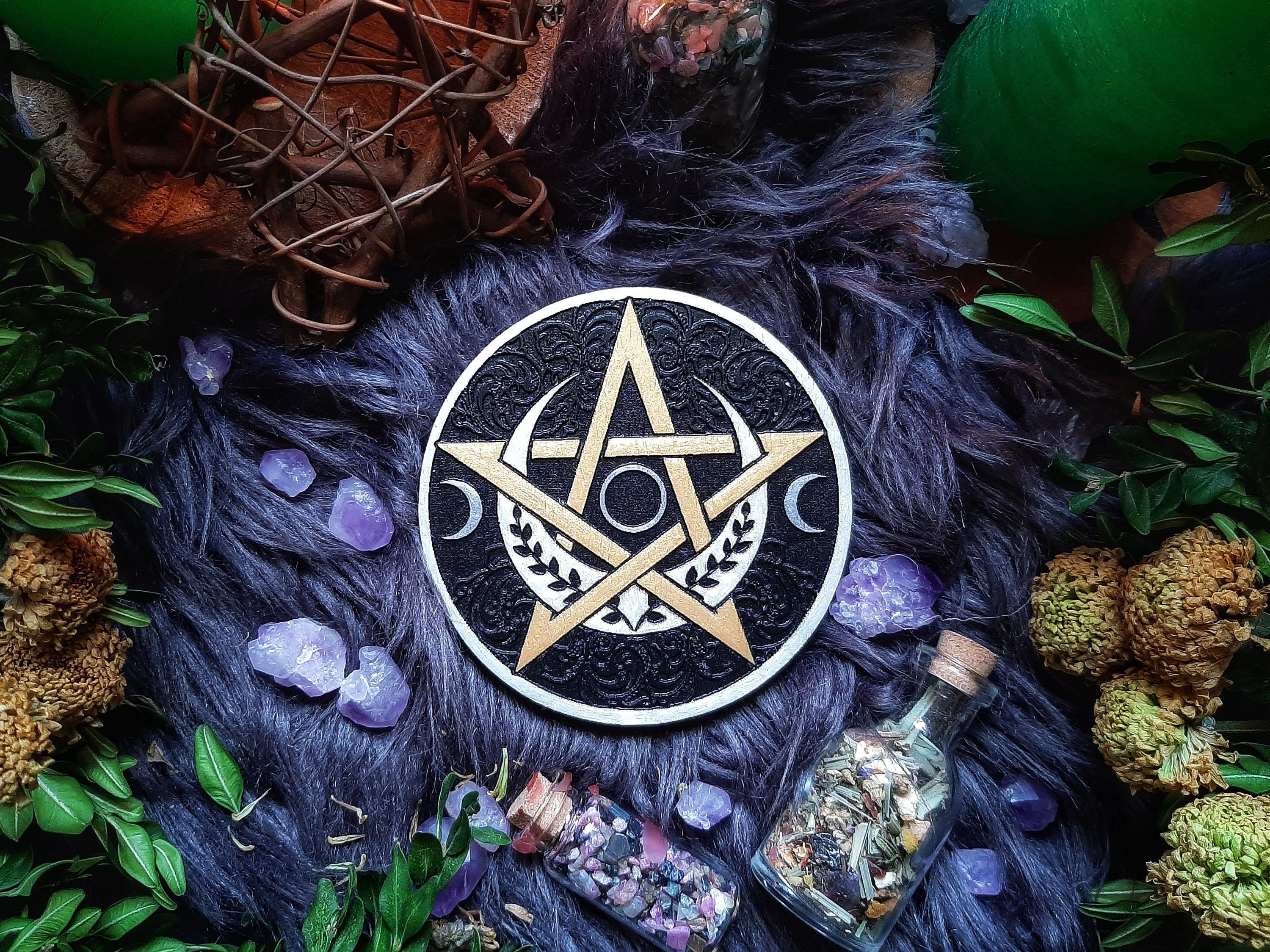 Pentagram Altar Moon Phases | Etsy