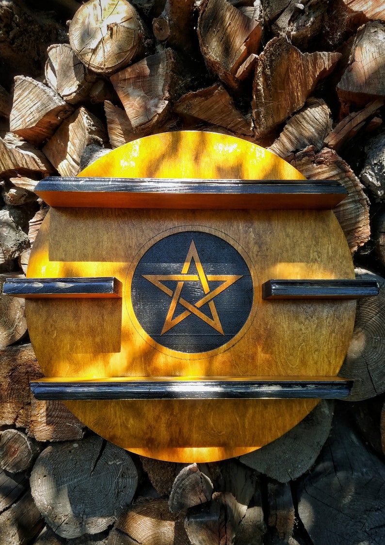 Crystal Shelf Witch Wall Decor Altar Pentacle Wood Shelf - Etsy