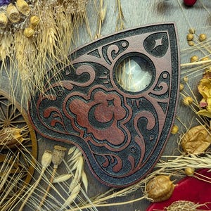 Ouija Planchette With Glass Lens | Cherry Wood Finish | Spiritual Tool ...
