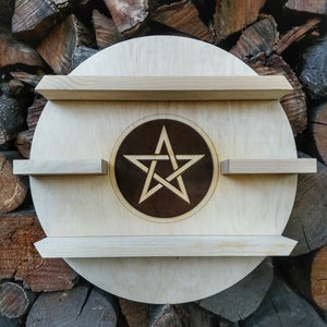 Crystal Shelf, Witch Wall Decor, Altar Pentacle Wood Shelf - Etsy
