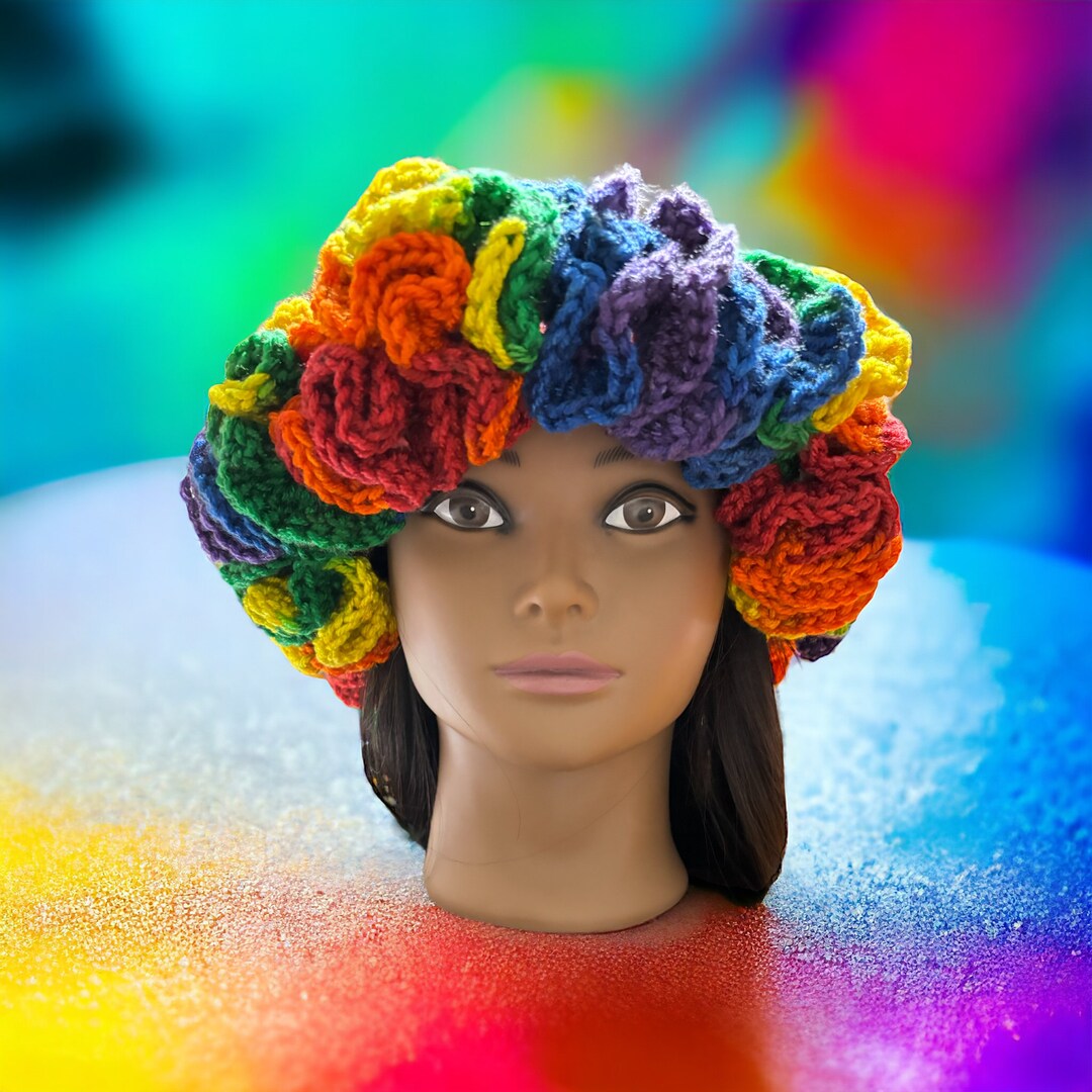 Rainbow Crochet Ruffle Hat| Crochet Beanie| Bucket Hat| Ruffle Bucket ...