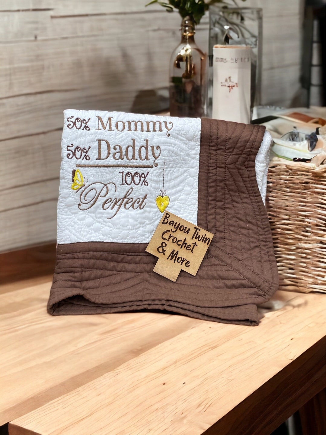 50 Mommy 50 Daddy 100 Percent Embroidery Quilt| Baby Shower| Baby ...