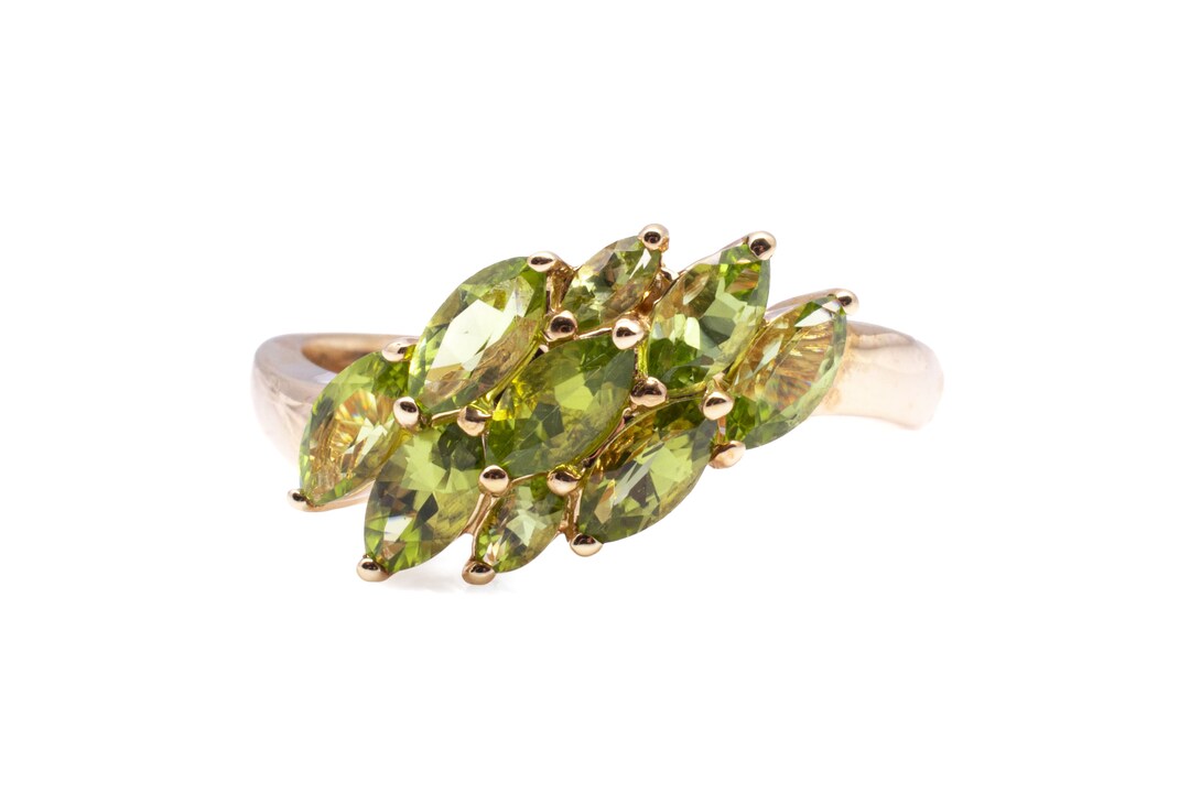 14 Karat Yellow Gold Marquise Peridot Estate Ring - Etsy