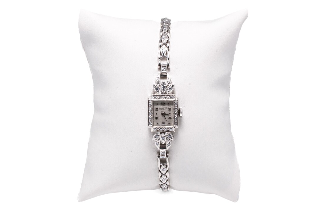 14 Karat White Gold Mechanical Diamond Hallmark Watch - Etsy