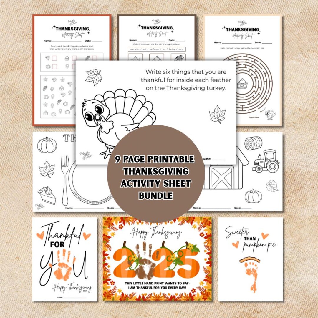 Thanksgiving Activity Worksheet Bundle: Preschool and Kindergarten ...