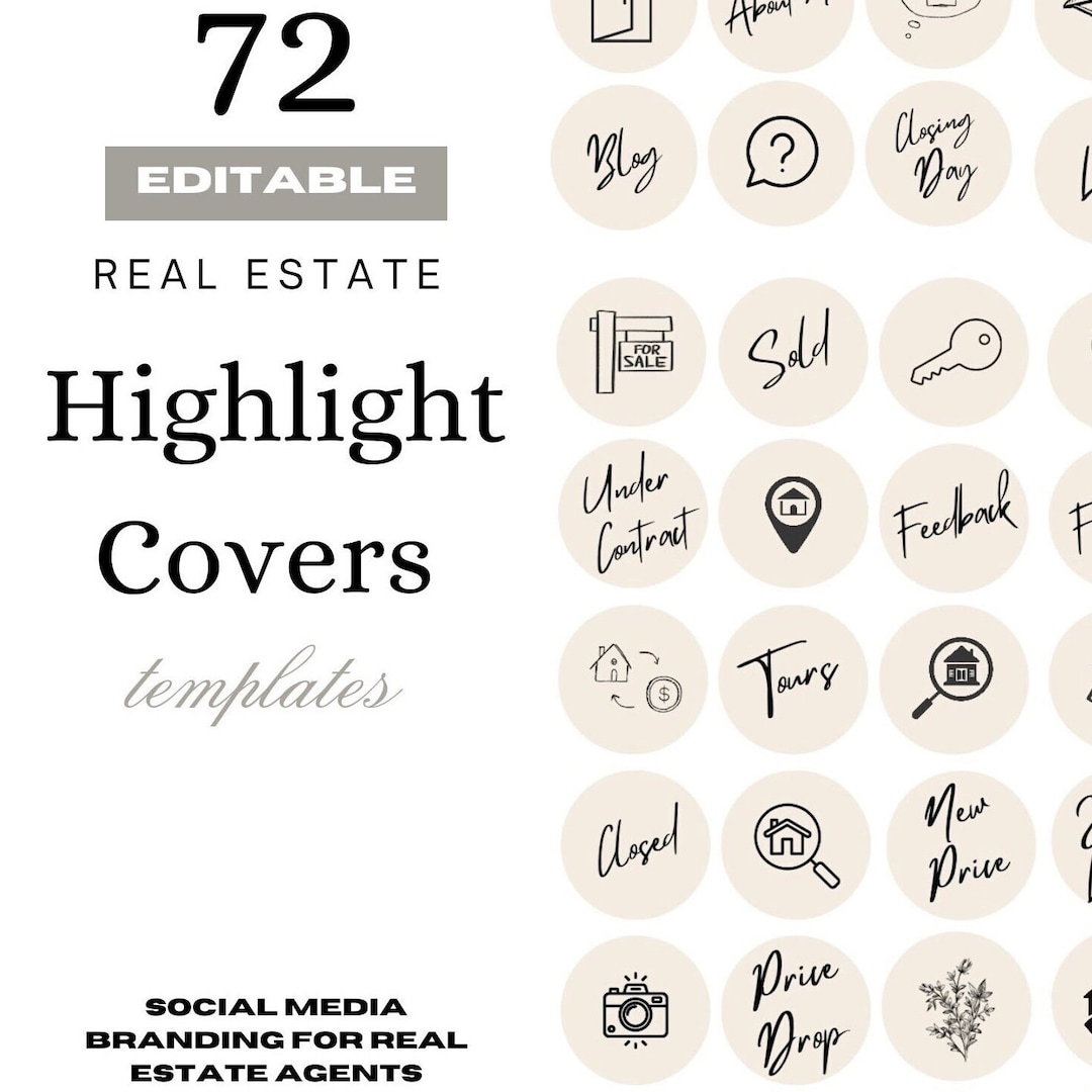 Real Estate Instagram Highlight Covers, Realtor Icons (digital File) - Etsy