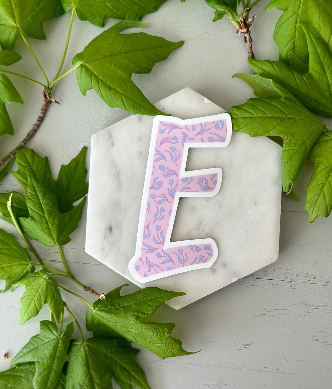 The Letter E Vinyl Sticker With a Floral Background - Etsy