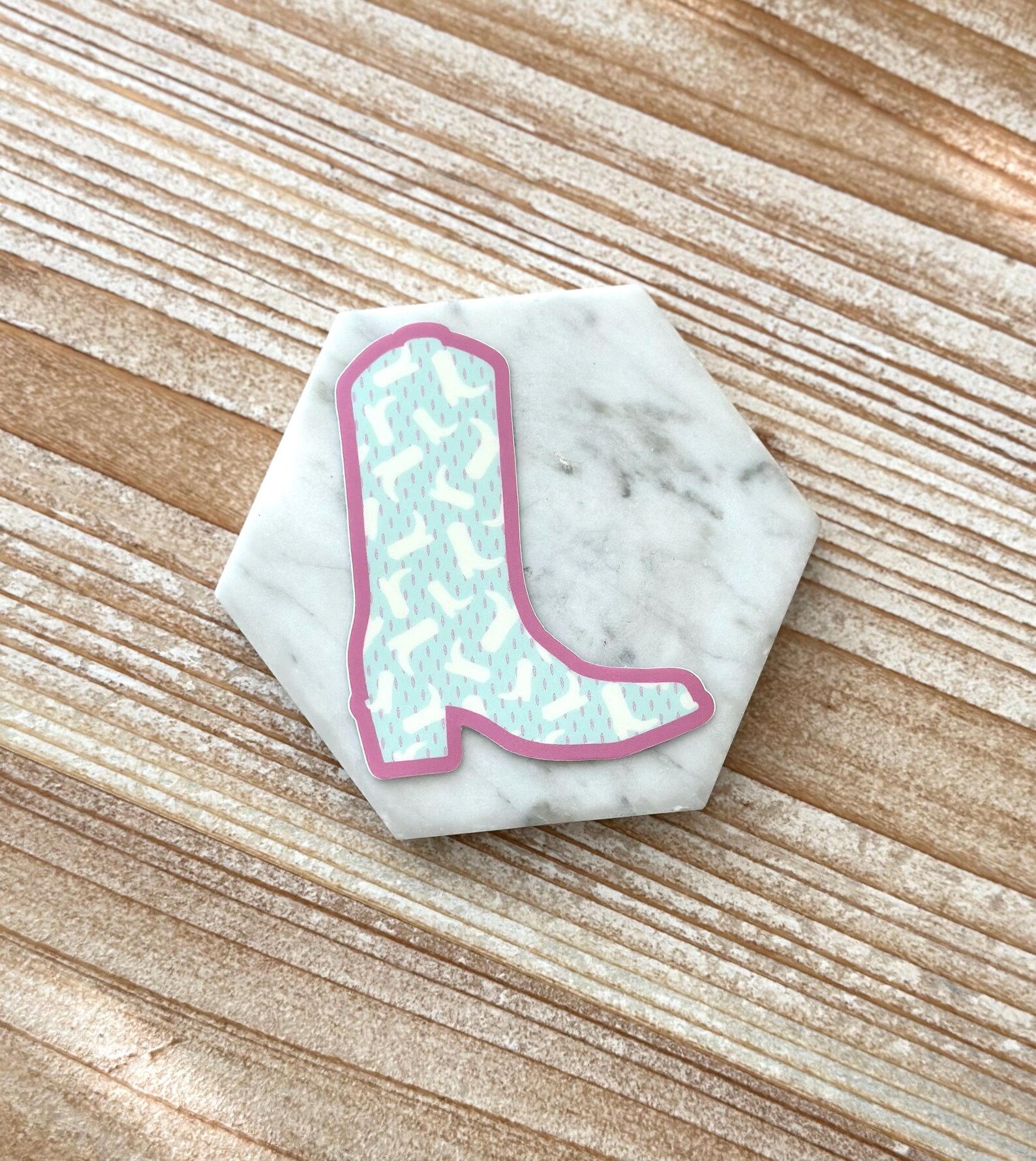 Cute Boot Sticker With Western Elements in Pink and Teal - Etsy