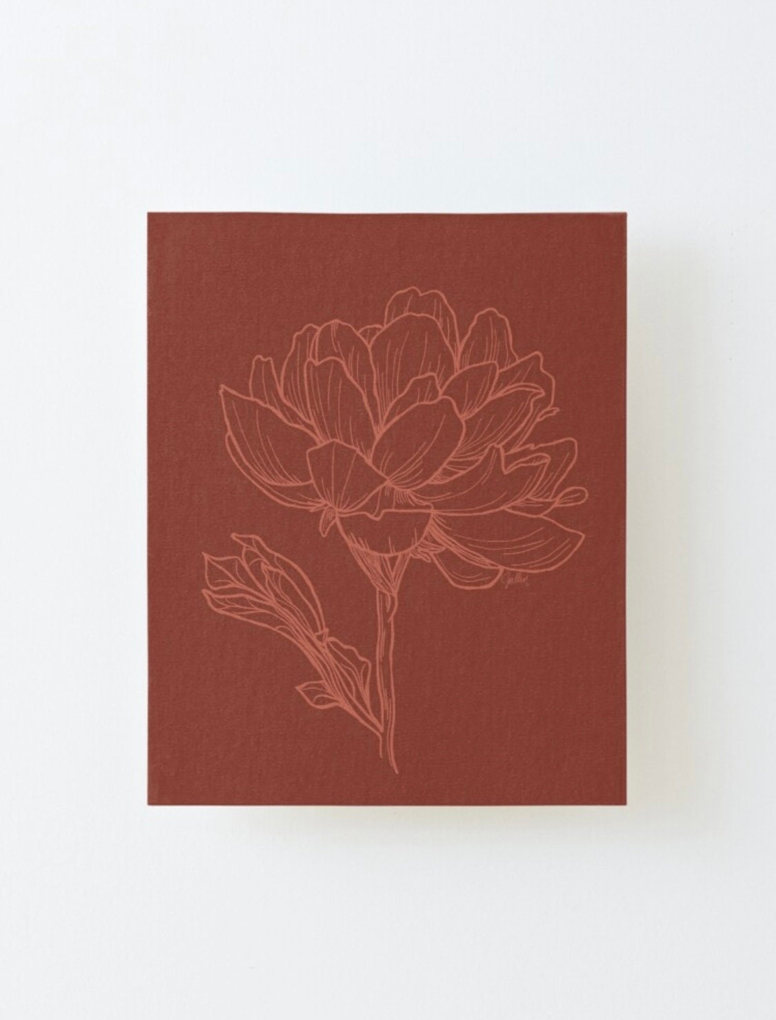 Brick Red and Terra Cotta Digital Drawing of a Blooming Peony - Etsy